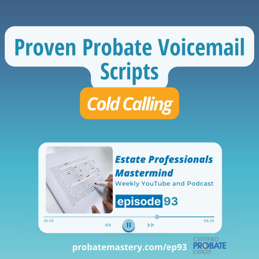 Probate real estate marketing, cold calling, and Facebook communities